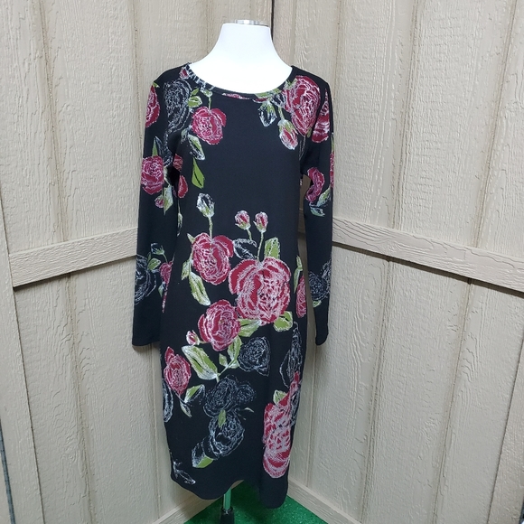 LuLaRoe | Dresses | Lularoe Elegant Debbie Dress Black Red Floral ...